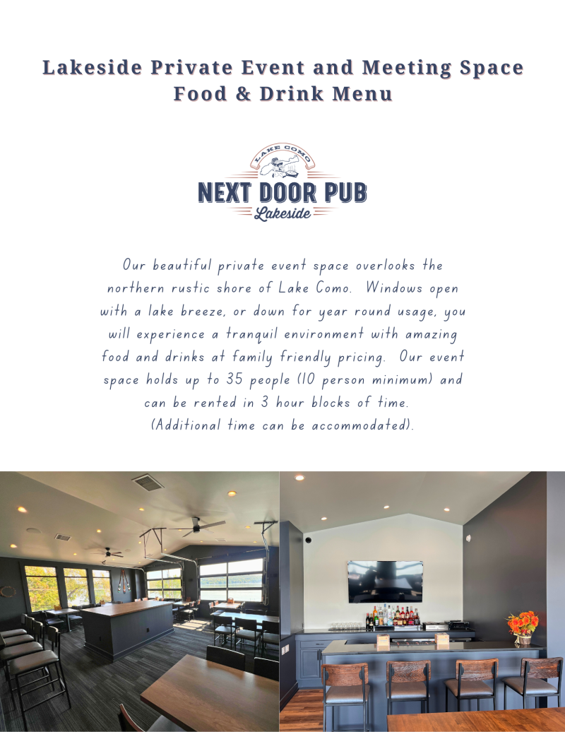 Private Events - Nextdoor Pub Lakeside - Serving Lake Como
