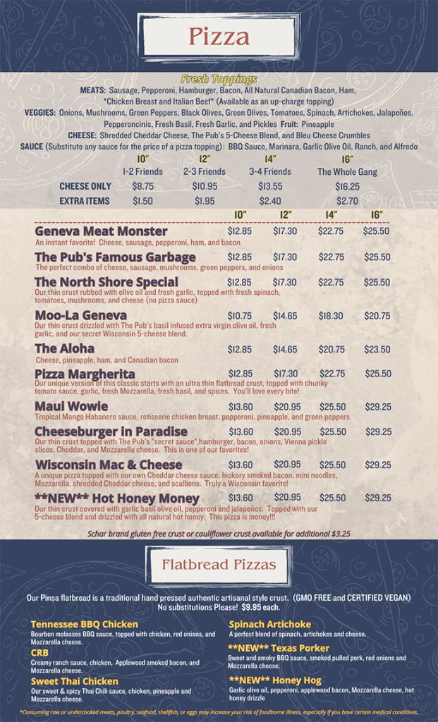 Dine In Menu - Nextdoor Pub Lakeside - Serving Lake Como