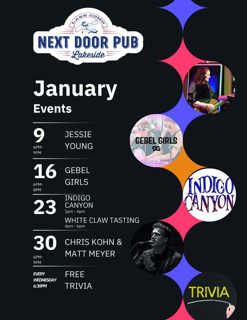 Events - Nextdoor Pub Lakeside - Serving Lake Como